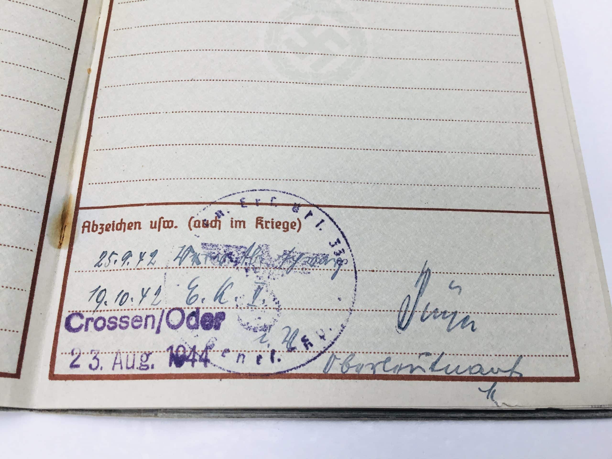 Wehrpass 123. Infanterie Division - Cholm - Demjansk 1942 - Corridor ...