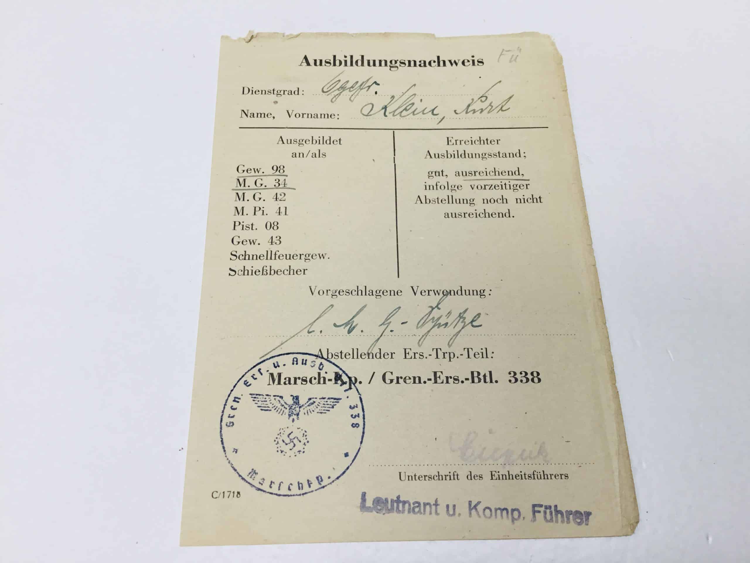 Wehrpass 123. Infanterie Division - Cholm - Demjansk 1942 - Corridor ...